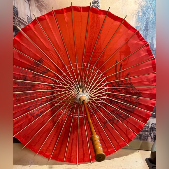 Accessories | Vintage Asian Japanese Umbrella Parasol Lacquer Paper ...